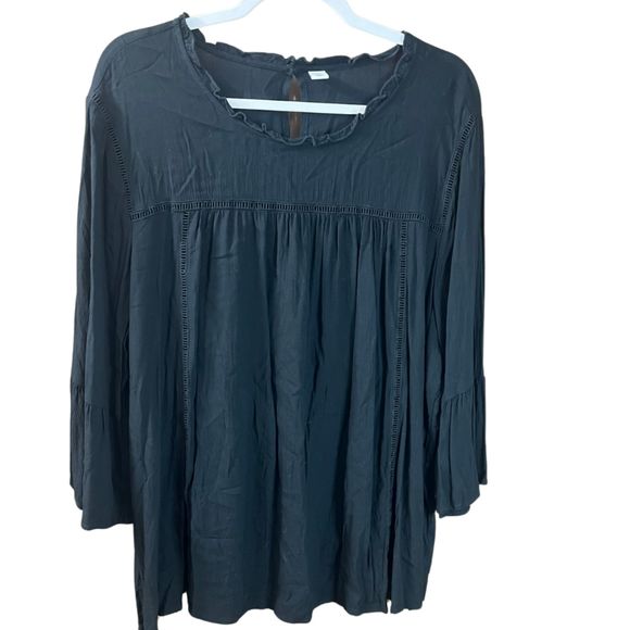 Old Navy | Tops | Old Navy Boho Tunic Top Women Black Bell Sleeves ...